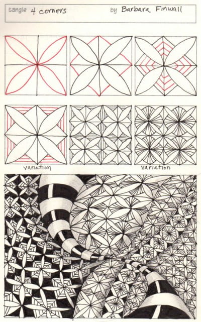 How to draw 4 CORNERS « TanglePatterns.com