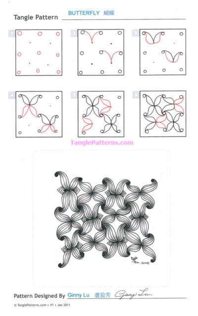 How to draw BUTTERFLY « TanglePatterns.com