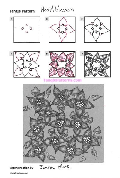 How to draw HEARTBLOSSOM « TanglePatterns.com