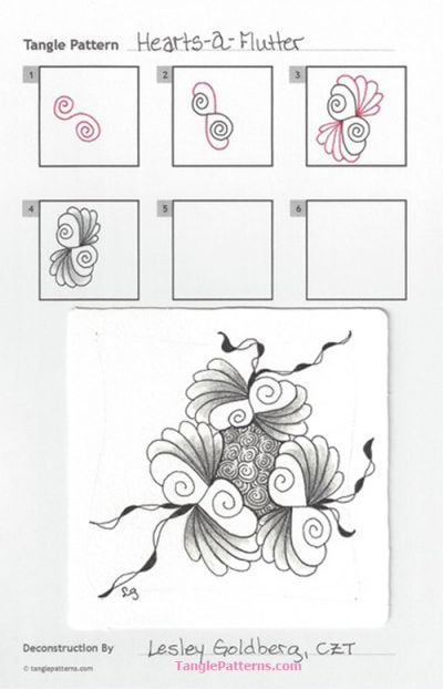 How to draw HEARTS-A-FLUTTER « TanglePatterns.com