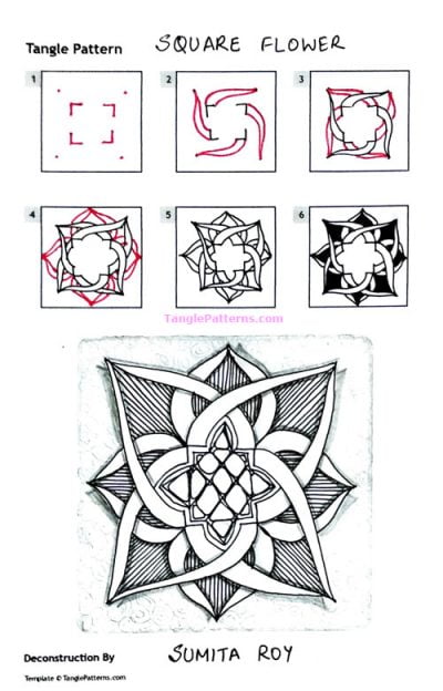 How to draw SQUARE FLOWER « TanglePatterns.com
