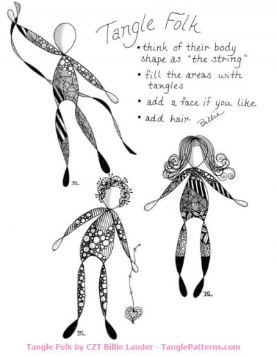CZT Billie Lauder shares how to draw her continuous line Tangle Folk in ...